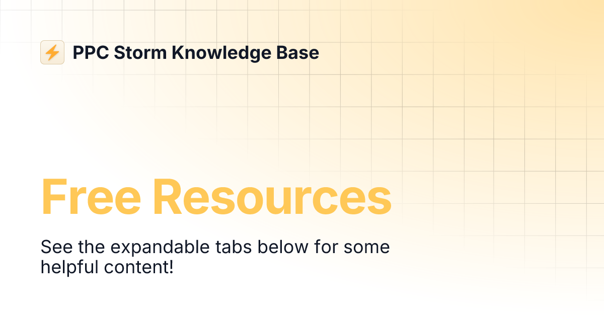 Free Resources | PPC Storm Knowledge Base